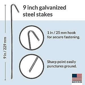 Pinnacle Mercantile 30 Pack Tent Stakes Metal Garden Edging Fence Hooks Pegs Christmas Decoration Stakes Made USA 9 inches Long