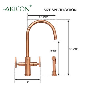 Two-Handle Widespread Kitchen Faucet with Side Sprayer (Copper)