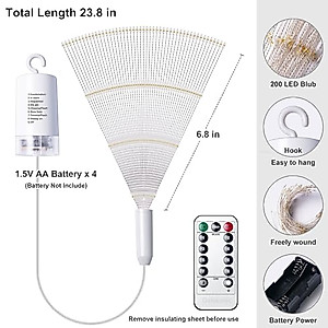 DenicMic Firework Lights 200 LED Copper Wire Starburst Light, 8 Modes Battery Operated Fairy Star Sphere Lights with Remote, Warm White Hanging Ceiling Decorations for Bedroom, Christmas, Party 2 Pack