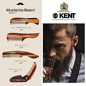 Kent A 81T (2.8") Pocket Comb & Beard Comb for Mustache and Beard - Travel Kit Beard Comb for Grooming/Beard Care - Fine Tooth Comb Mustache Comb Kent Comb for Mustache Kit Beard Grooming Styling Comb