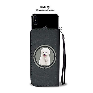 Dog Print Phone Case, Cute Bichon Frise Dog Print Smartphone iPhone Wallet Case. Stunning Faux Leather Wallet Phone Cover/Stand for Samsung Galaxy, iPhone 6/7/8/X with RFID Protection