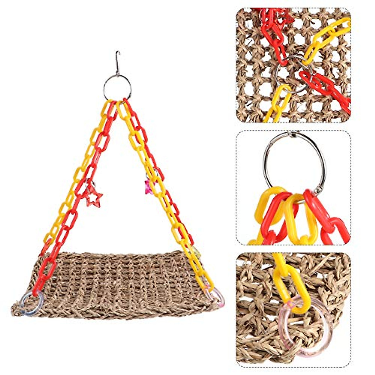 POPETPOP Straw Rope Parrot Swing Perch Birds Flying Trapeze Toy Parakeets Molar Toys Parrot Macaw Training Toys Parakeets Biting Plaything Hanging Toy
