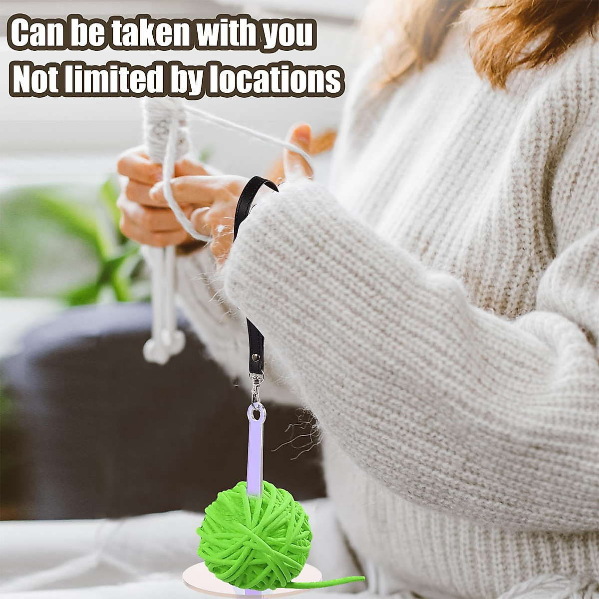 Portable Yarn Minder - Acrylic Wrist Yarn Holder - String Dispenser Holder - Detachable Acrylic Knitting String Dispenser - Lightweight Yarn Ball Holder