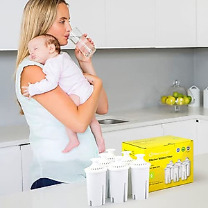 Max Strength Pro Water Filters Replacement for Brita® Pitchers & Dispensers, Classic 35557, OB03 Mavea® 107007, & More, NSF Certified, 1 Year Filter Supply, Fits Brita Classic, Mavea Classic, 6 Count