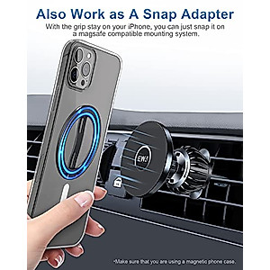 EWA Compatible with MagSafe and Wireless Charging Phone Grip Stand with Silicone Finger Strap, Removable Ring Holder Adjustable Kickstand Loop, Only for iPhone 13, 12 Pro/Pro Max/Mini (MG201-Black)
