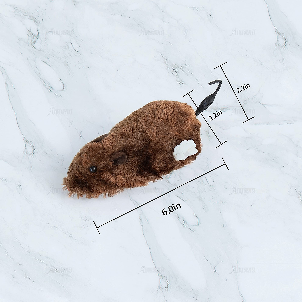 AUEAR, 4 Pack Wind Up Mouse Racing Mini Jumping Rat Plush Mice Realistic Looking Pet with Twirling Tail