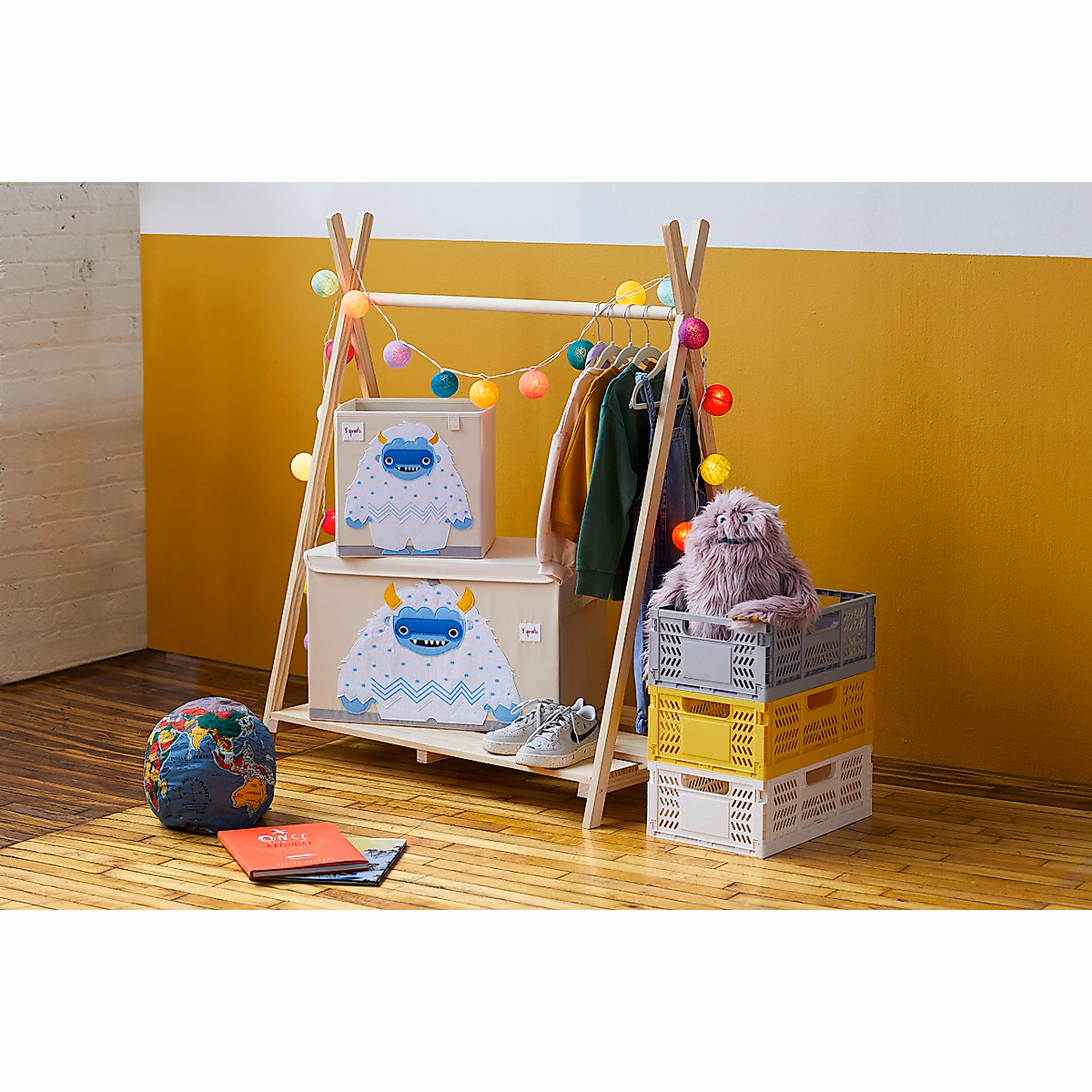 3 Sprouts Toy Storage Organizer: Toy Box Cube Organizer for Playroom, Nursery - Foldable Storage Bin - Yeti