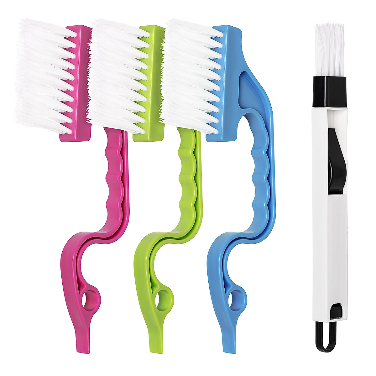 LEOBRO Hand-held Groove Gap Cleaning Tools Door Window Track Cleaning Brushes Air Conditioning Shutter Cleaning Brushes Pack of 4