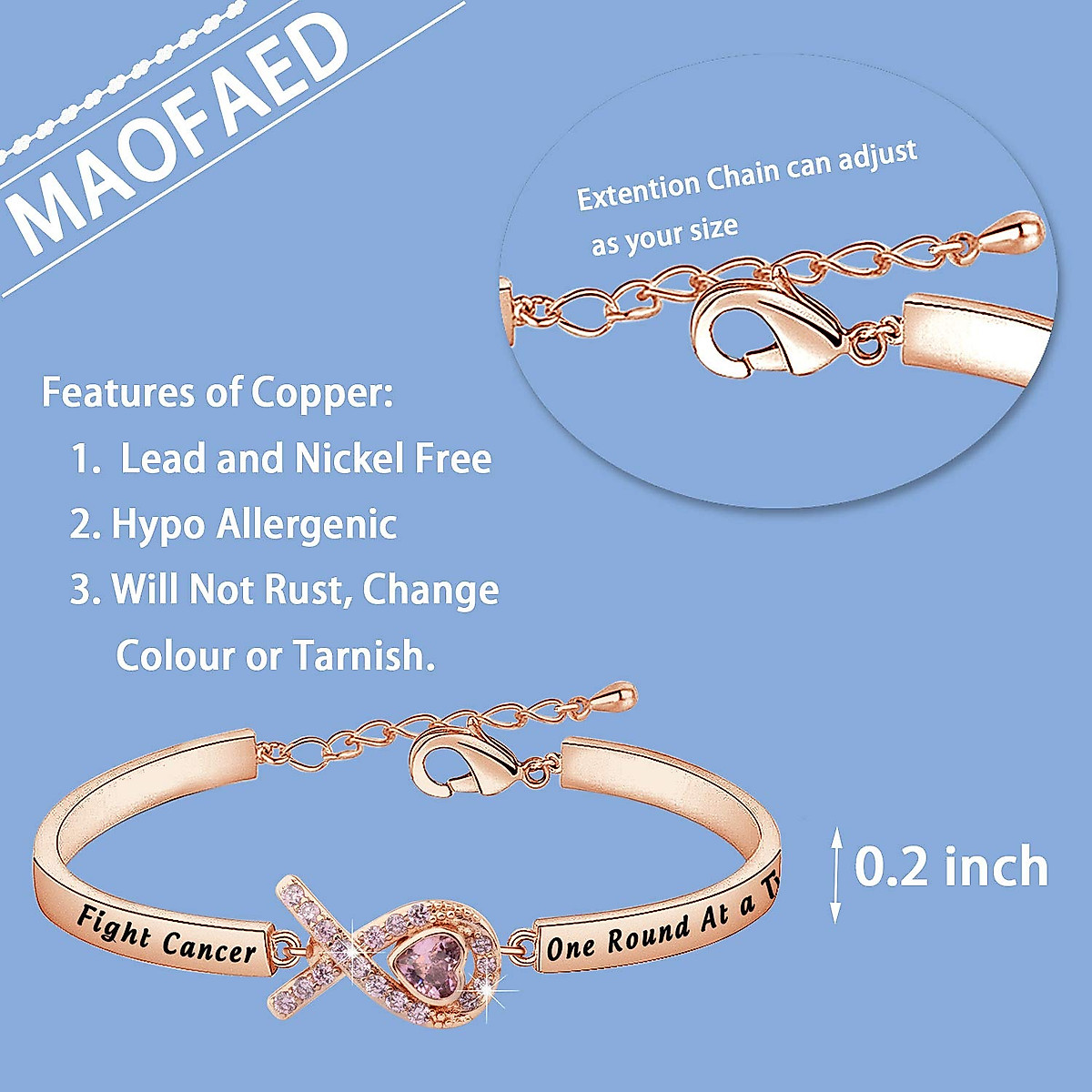 MAOFAED Cancer Fighter Gift Cancer Survivor Gift Fight Cancer One Round At A Time Cancer Awareness Jewelry Cancer Patients Jewelry Gift For Her (fight cancer one round RG)