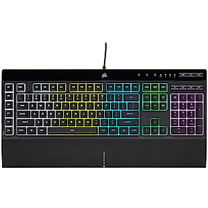 Corsair K55 RGB PRO Membrane Wired Gaming Keyboard – IP42 Dust and Spill-Resistant – 6 Macro Keys with Elgato Integration – iCUE Compatible – QWERTY NA – PC, Mac, Xbox – Black