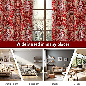DriftAway Red Curtains for Bedroom 84 Inch Room Darkening Blackout Medallion Peacock Pattern for Living Room Window Drapes Grommet 2 Layers 2 Panels