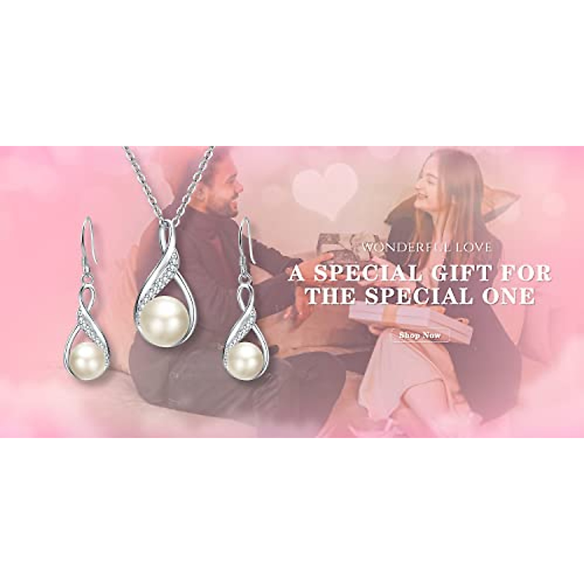 EleQueen 925 Sterling Silver CZ Freshwater Cultured Pearls Bridal Pendant Necklace Earrings Wedding Jewelry Sets, Valentine's Day/Mother's Day/Christmas Jewelry Gift for Girlfriend/Mom