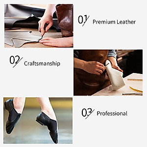 Stelle Jazz Shoes for Girls Boys Leather Unisex Slip-On Dance Shoes (Toddler/Little Kid/Big Kid)(Tan,2ML)