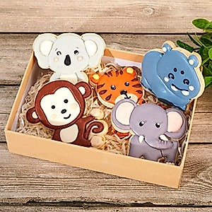 Flycalf Animal Cookie Cutters Set with Plunger Stamps Jungle Safari Animal Zoo Baking Dough Tools Holiday Shapes PLA Cutter Molds for Kids Decorative Party 3.5" Kitchen Cake Supplies