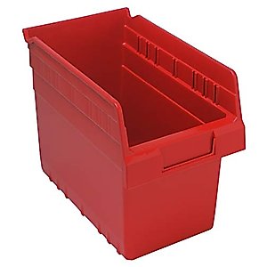 QUANTUM STORAGE SYSTEMS K-QSB802RD-5 5-Pack Store-Max Plastic 8" Shelf Bins, 11-5/8" x 6-5/8" x 8", Red