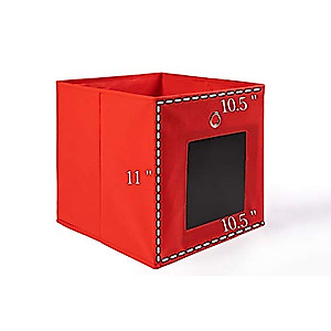 EIQOCCA NewHeightsHome Storage Cube Organizer with Chalkboard Label - 11 inch - Kids Toys, Books, Clothes - Perfect for Nursery, Bedroom, Playroom - 4 Colors - Collapsible Fabric Basket