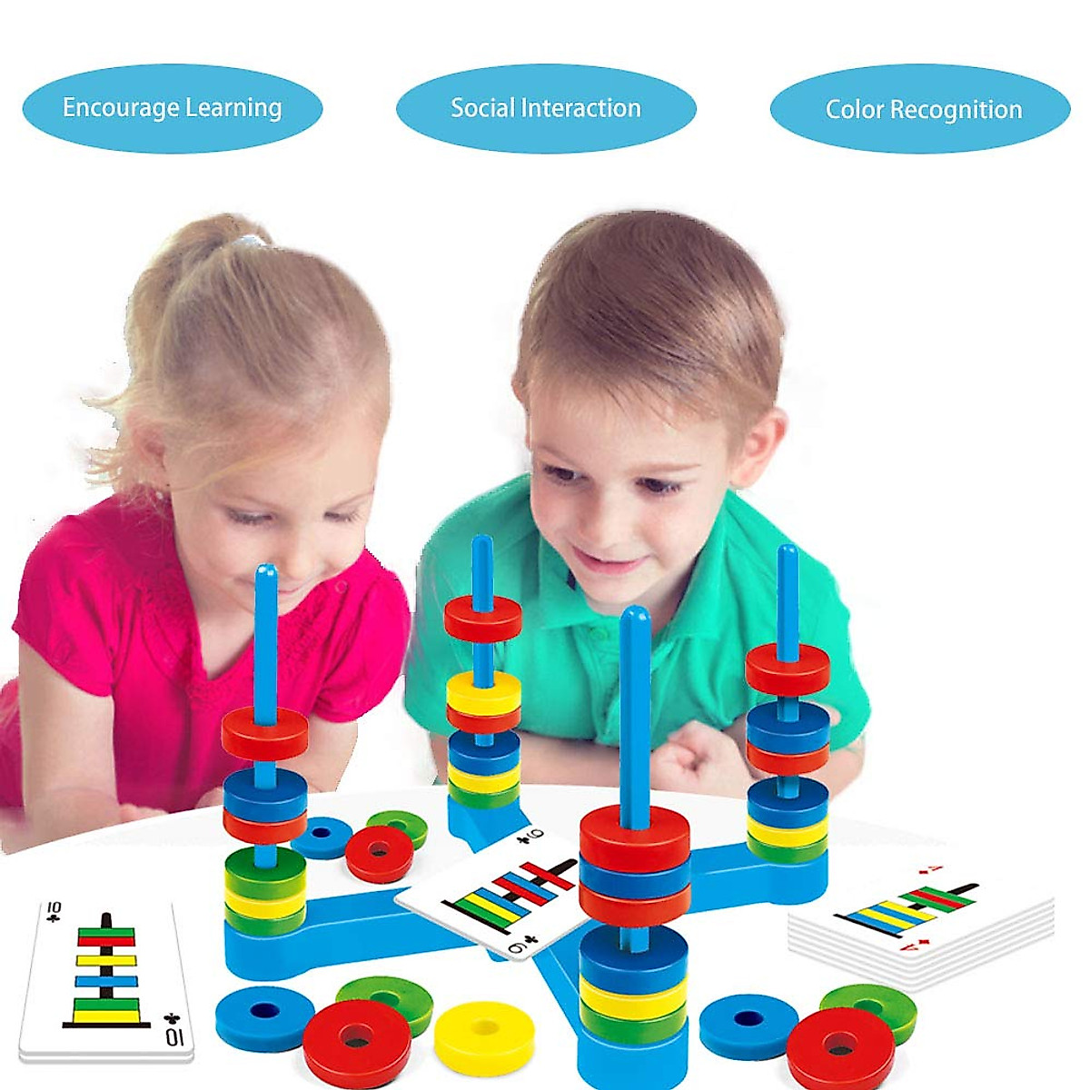 Board Games, Toptrend Magnetic Ring Matching Kids Game for 4-6 Boys & Girls STEM Science Toys Fun Family Match Cards Game Holiday