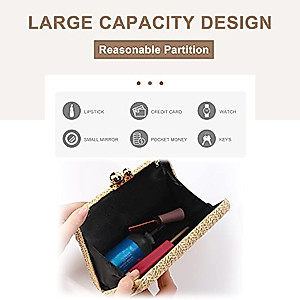 Women Evening Bag Elegant Woven Clutch Classic Purses Formal Wedding Party Shoulder Bags Prom Handbags (Black)