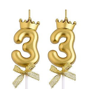 VSHILI 33rd Birthday Candles, Gold 33 Year Old Number Birthday Candles, Happy Birthday Party Cake Topper Decoration Gifts for Women Men