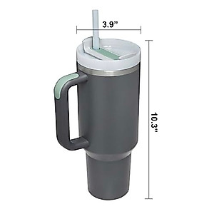 AZYPHERA 40 oz Tumbler with Handle and Straw Lid | Stainless Steel Insulated Stanley Cup | BPA Free Dishwasher Safe | Reusable Travel Friendly (Charcoal)