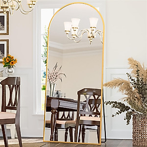Antok Full Length Mirror, 71"x28" Arched Floor Mirror, Glassless Mirror Full Length with Stand, Floor Mirrors Freestanding, Wall Mounted Mirrors for Living Room, Gold