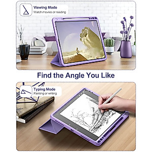 SURITCH for iPad Pro 6th/5th/4th/3rd Generation, iPad Pro 12.9 Case, [Built in Screen Protector] [Pencil Holder] Lightweight Leather Cover for iPad Pro 2022/2021/2020/2018-Purple