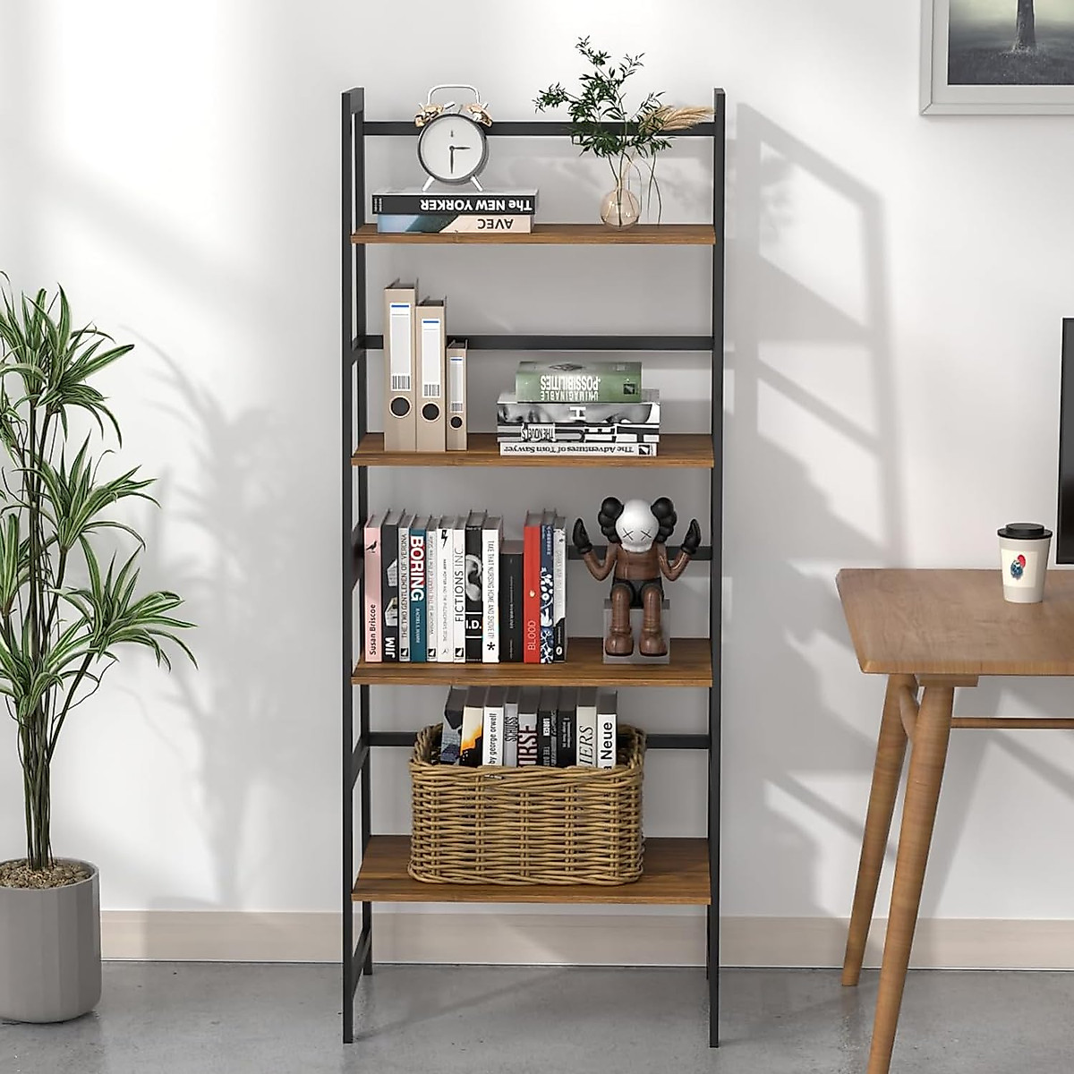 WTZ Bookshelf Book Shelf, Bookcase Storage Shelves Book case, Ladder Shelf for Bedroom, Living Room, Office MC-801(Brown)