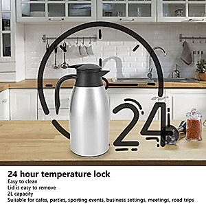 2L Stainless Steel Tea Pot, Household Coffee Pot Cold Water Kettle, Short Spout Cold Drink Kettle for Coffee Tea Beverages(Silver)