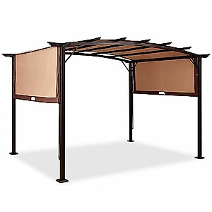 BBQ Gazebo Canopy 12' x 9' Pergola Kit Metal Frame Gazebo &Canopy Cover Patio Furniture Shelter Grill Gazebo Shelter for Patio, Garden