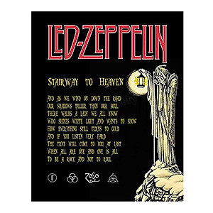 Led Zeppelin Band-"Stairway To Heaven" Song Lyrics Wall Art- 11 x 14" Rock Music Poster Print-Ready to Frame. Vintage Home-Office-Studio-Cave Decor. Perfect Gift for Musicians & All Zeppelin Fans!