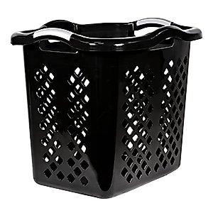 EGEN Home Logic 2 Bushel Lamper Plastic Laundry Basket with Silver Handles, Black