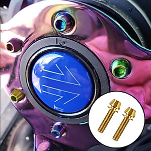 SPEEDWOX 6 Pcs Allen Hex Tapered Bolts Screws with Hex Wrench, Titanium M5x20mm with Washer, MTB Road Mountain Bike Bicycle Stem Bolt Screws Gold for MTB Bike Bicycle Stem