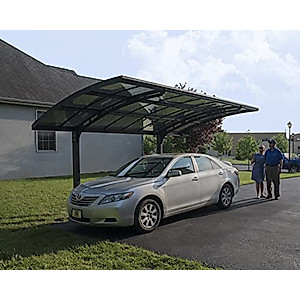 Palram - Canopia Arizona 10 Ft. x 16 Ft. x 9 Ft. Breeze 5000 Single Carport Aluminum Metal Frame and Polycarbonate Panels Car Port for Outdoor Driveway Car, Truck, RV, Boat Storage (Gray/Bronze)