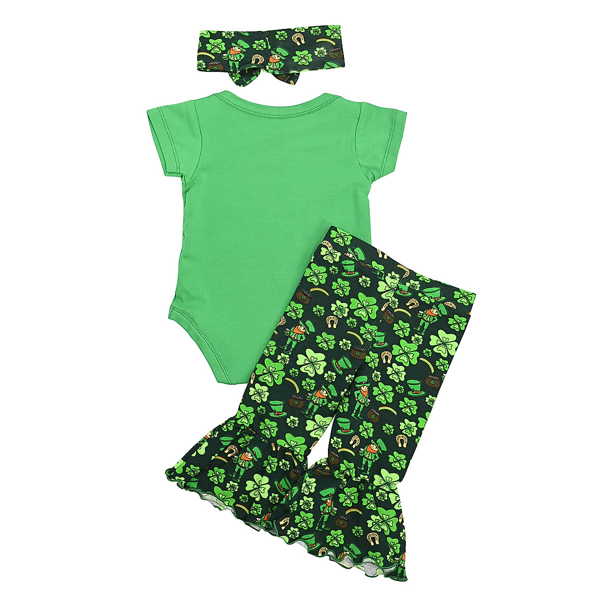 Unique Baby Girls St Patricks Cutest Clover In Town Layette Set (9M, Green)