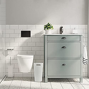 HZSOOCH 3 Pack Slim Waste Basket 3.2 Gallon 12L Plastic Small Trash Can, Office Trash Can, Slim Garbage Container Bin, Small Wastebasket with Handles for Narrow Spaces Bathroom, Kitchen (White)