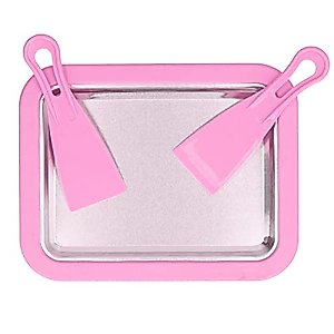 TOUISEDGI Ice Cream Maker, Ice Cream Roller Plate With 2 Spatulas, Food Grade Stainless Steel Pan Ice Cream Machine, Fried Yogurt Machine Mini Unplugged Fruit Rolled Ice Cream Maker(pink)