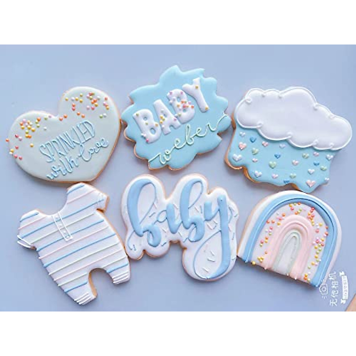 Baby Shower Cookie Cutters,Cute Shapes of Onesie, Bib, Plaque/Frame,Baby Bottle, Baby Carriage for Baby Showers, Reveal Parties with Receipe Book