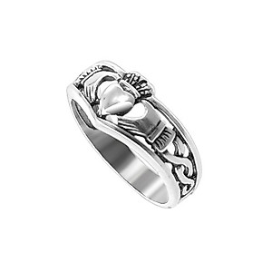 Gem Avenue Heart Friendship and Love Crowned Irish Claddagh 925 Sterling Silver Ring for Women Size 8