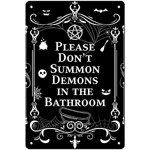 EYSL Metal Tin Sign Bathroom Sign, Bathroom Signs, Gothic Decor, Halloween Bathroom Decor, Halloween Decor Funny Signs Retro Metal Tin Sign Vintage Sign for Home Coffee Wall Decor 8x12 Inch