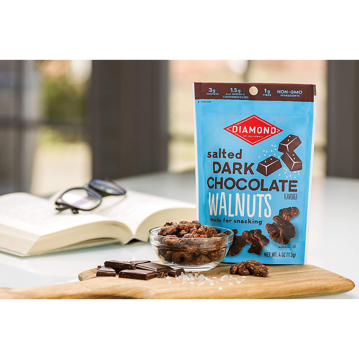 Diamond of California Salted Dark Chocolate Walnuts, 4 oz, 1 Pack