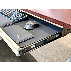 ZOENHOU 3 Pairs 14 Inch Black Keyboard Tray Slides, 22 LB Heavy Duty Ball Bearing Slides Hardware, Computer Tray Keyboard Slider Under Desk Rails Rack with 24 Adjustable Height Bracket and 48 Screws