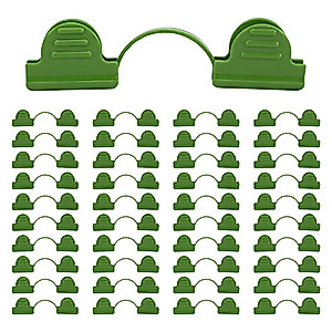 40pcs Greenhouse Clamps, 6mm PP Double Head Fixed Greenhouse Clamp, Plant Stakes Garden Snaps Pipe, Netting Hoop Row Cover, for Home Garden Season Plant Extension Support(Green)