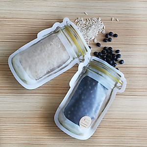 laffeya 12pcs Reusable Christmas Snack Candy Bag Mason Jar Bags, Food Storage Bags, Portable Plastic Mason Jar Bags, Zipper Sealed Bags Fresh Bags Leakproof Food Saver Bags