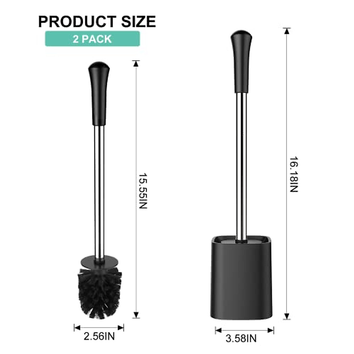 SetSail Toilet Bowl Brush and Holder Compact Size Toilet Brushes for Bathroom with Holder & SetSail Toilet Bowl Brush and Holder, 2 Pack Compact Size Toilet Brushes for Bathroom with Holder
