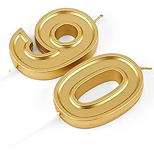 LUTER 2.76 Inches Large Birthday Candles Gold Glitter Birthday Cake Candles Number Candles Cake Topper Decoration for Wedding Party Kids Adults, Number 90