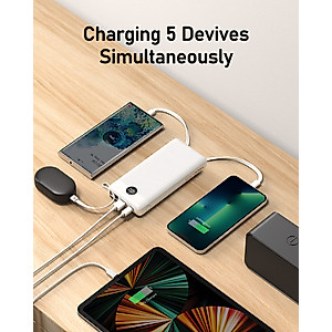 VEEKTOMX Portable Charger Built-in Cables, 20000mAh Power Bank for iPhone, USB C Fast Charge Battery Pack, Travel Essentials Backup Battery Bank, Compatible with iPhone 15/14, Samsung, Andriod, Etc