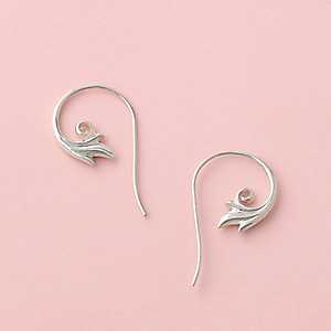 Boma Jewelry Sterling Silver Flower Blossom Pull Through Hoop Earrings