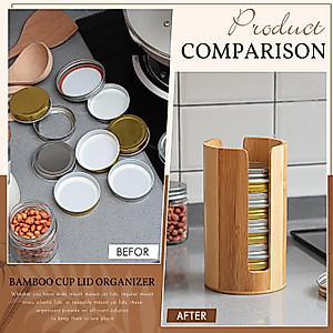 Suclain 2 Pcs Mason Jar Lid Organizer(One for Wide Mouth and One for Regular Mouth), Vertical Mason Jar Lid Storage Mason Jar Accessories Tumbler Lid Holder Bamboo Cup Lid Organizer