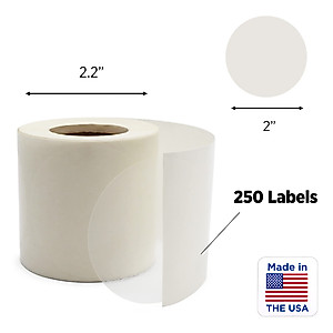 ChromaLabel 2 Inch Round Clear Wafer Seals, 250 Labels per Roll
