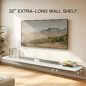 AMADA HOMEFURNISHING Floating Shelves, 32″ Large Wall Mounted Shelves for Bathroom, Bedroom, Living Room, Kitchen, Office, Hanging Shelf for Wall Décor Storage, Set of 2, White